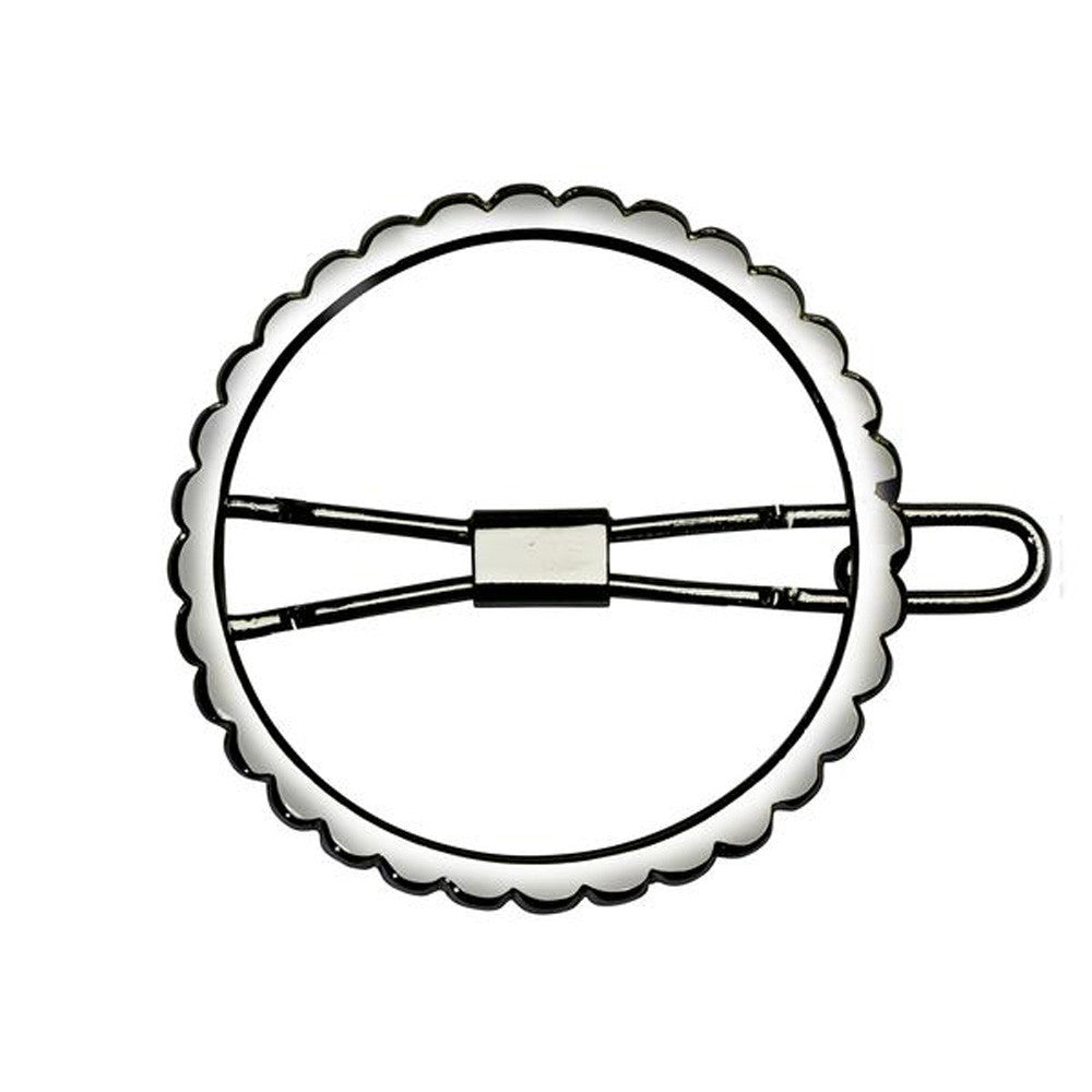 Scalloped Circle Barrette Silver Matte | Mrs. President & Co.